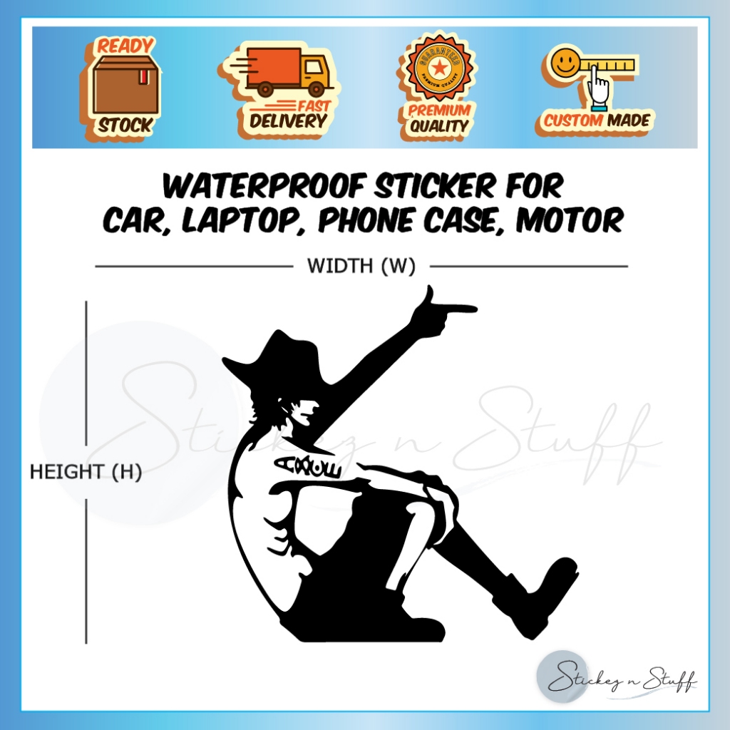 One Piece Fire Fist Ace Car Sticker Kereta Stiker Pantulan Cahaya Kalis ...