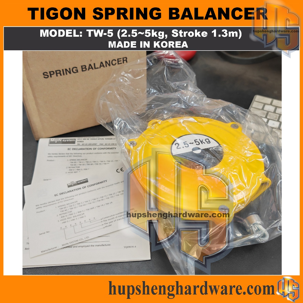 TIGON Spring Balancer TW5 Capacity 2.5 to 5kg Stroke 1.3m Tigon TW5 ...