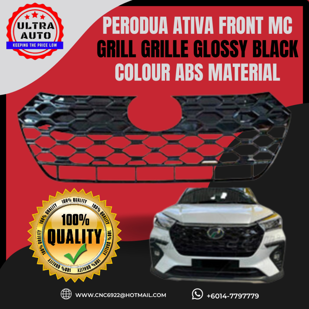 PERODUA ATIVA FRONT MC GRILL GRILLE GLOSSY BLACK COLOUR ABS MATERIAL ...