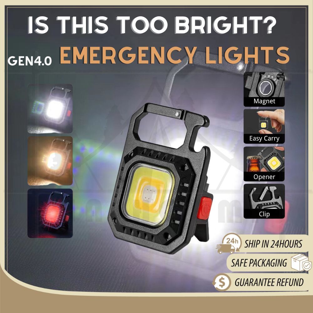 4.0 Emergency Light Multi-function COB Work Lamp Rechargeable Torch LED ...