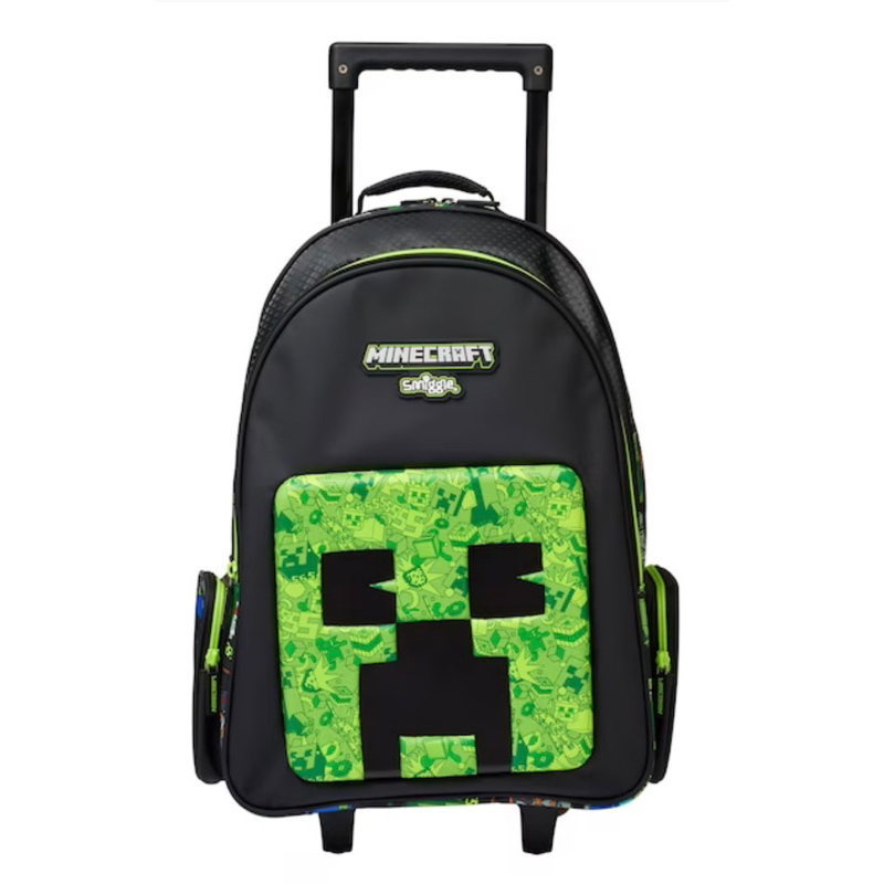 Smiggle Minecraft Trolley Backpack With Light Up Wheels | Shopee Singapore