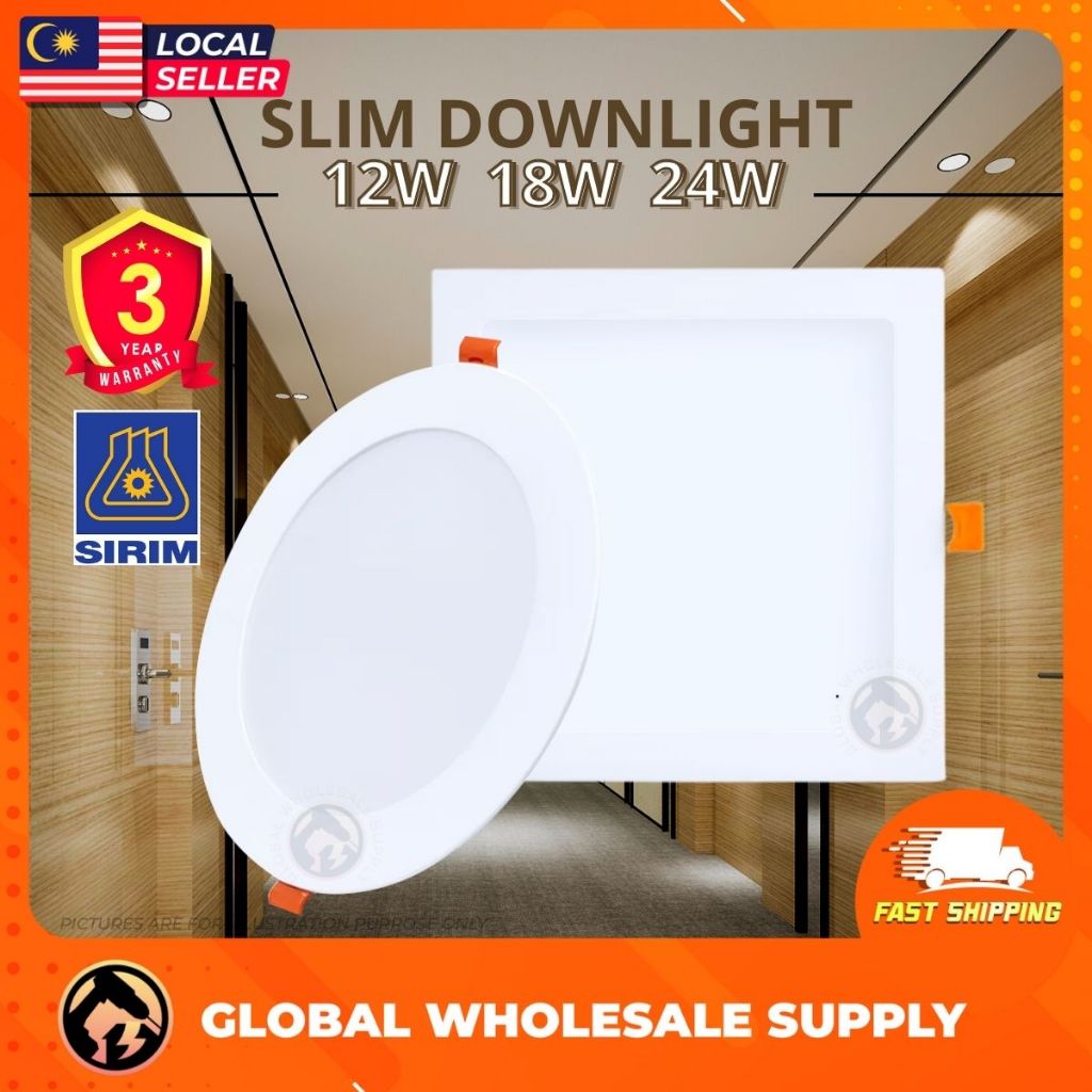 SIRIM Receesed Light Lampu Siling Bulat Ultra Slim Downlight Round ...