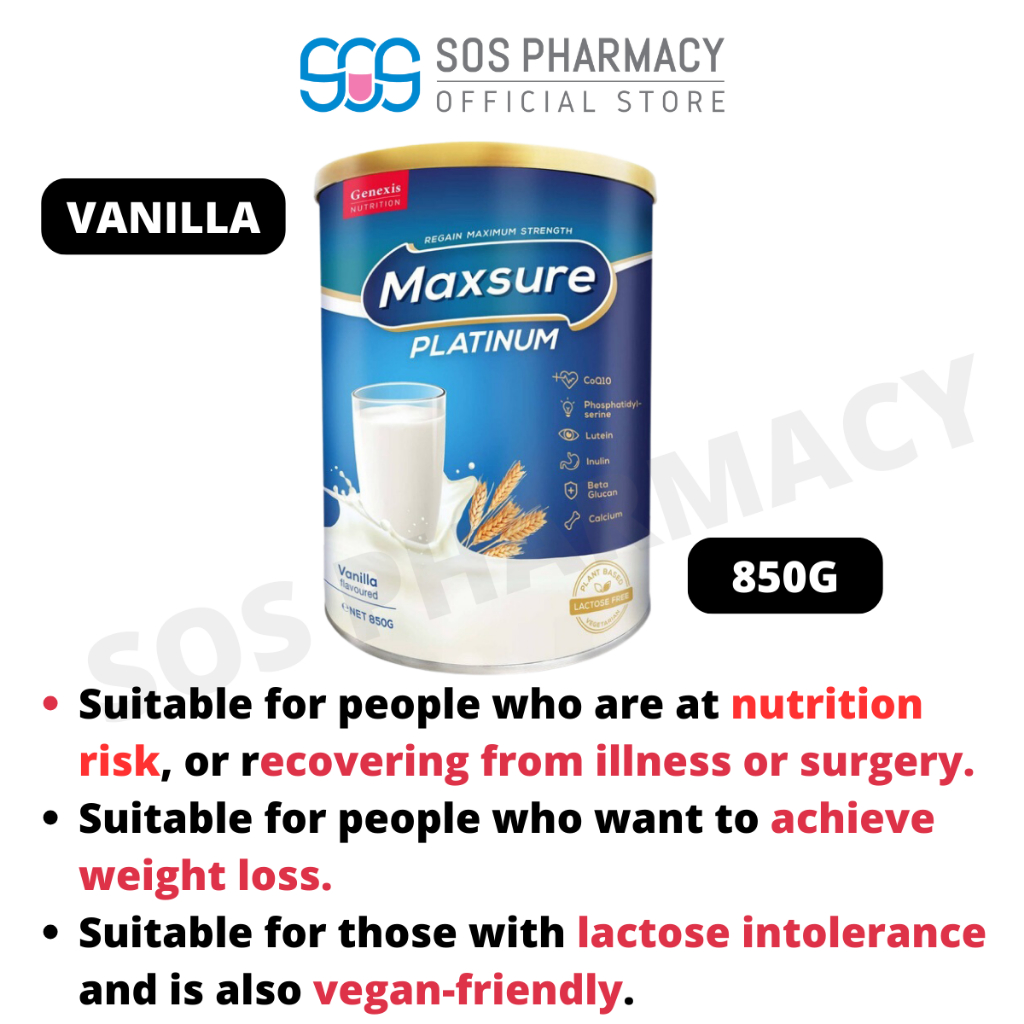 Maxsure Platinum - Vanilla (850g) | Shopee Singapore