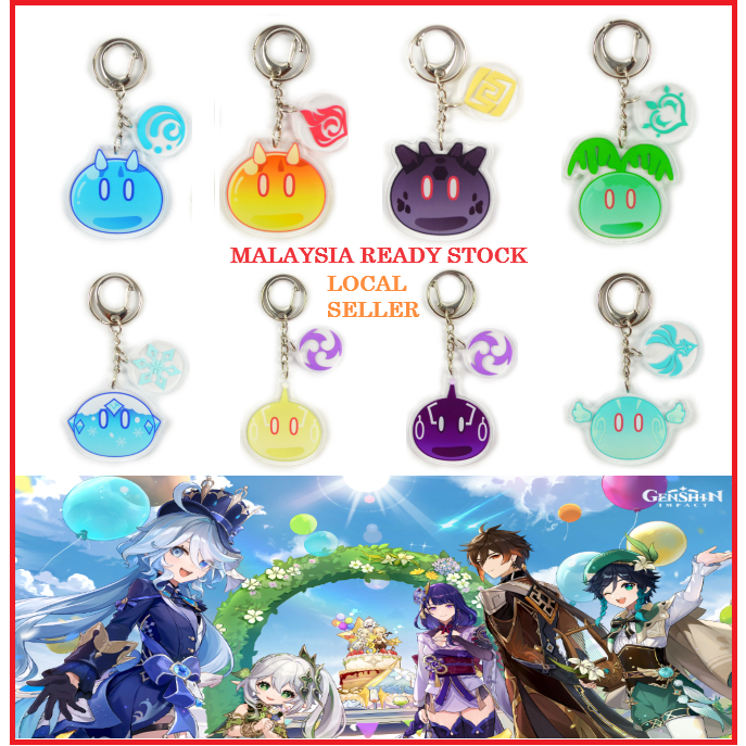 Anime Game Genshin Impact Slime Keychain Pendant Cartoon Acrylic ...