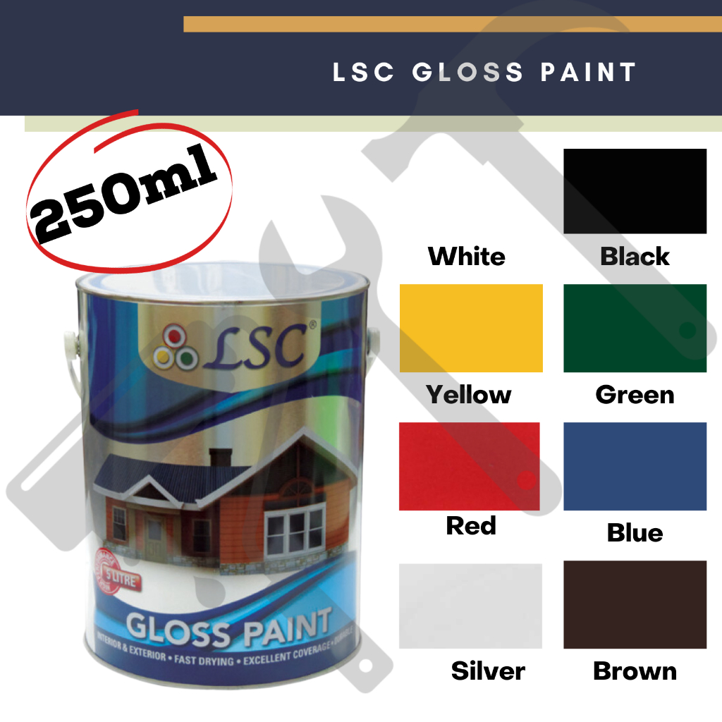250ML LSC Gloss Paint Wood Metal Plastic Aluminium Cat Minyak Kayu ...