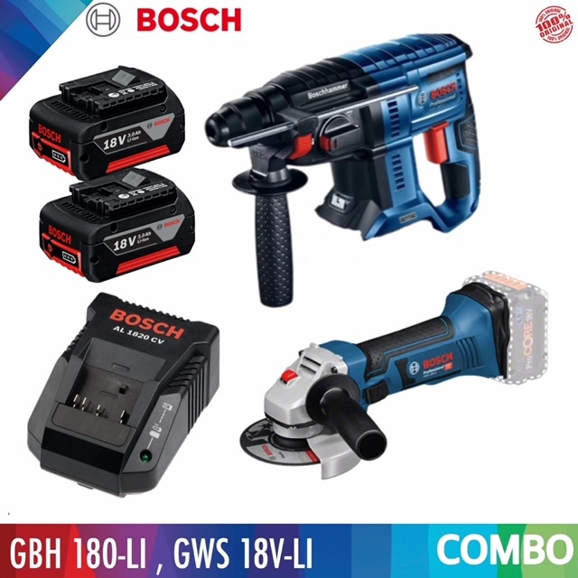 BOSCH COMBO GBH 180-LI , GWS 18V-LI 18V 3.0AH CORDLESS HAMMER ...
