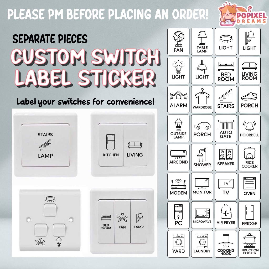 [CUSTOM/NON-BUNDLE] Transparent Switch Label Sticker for Switches Wall ...