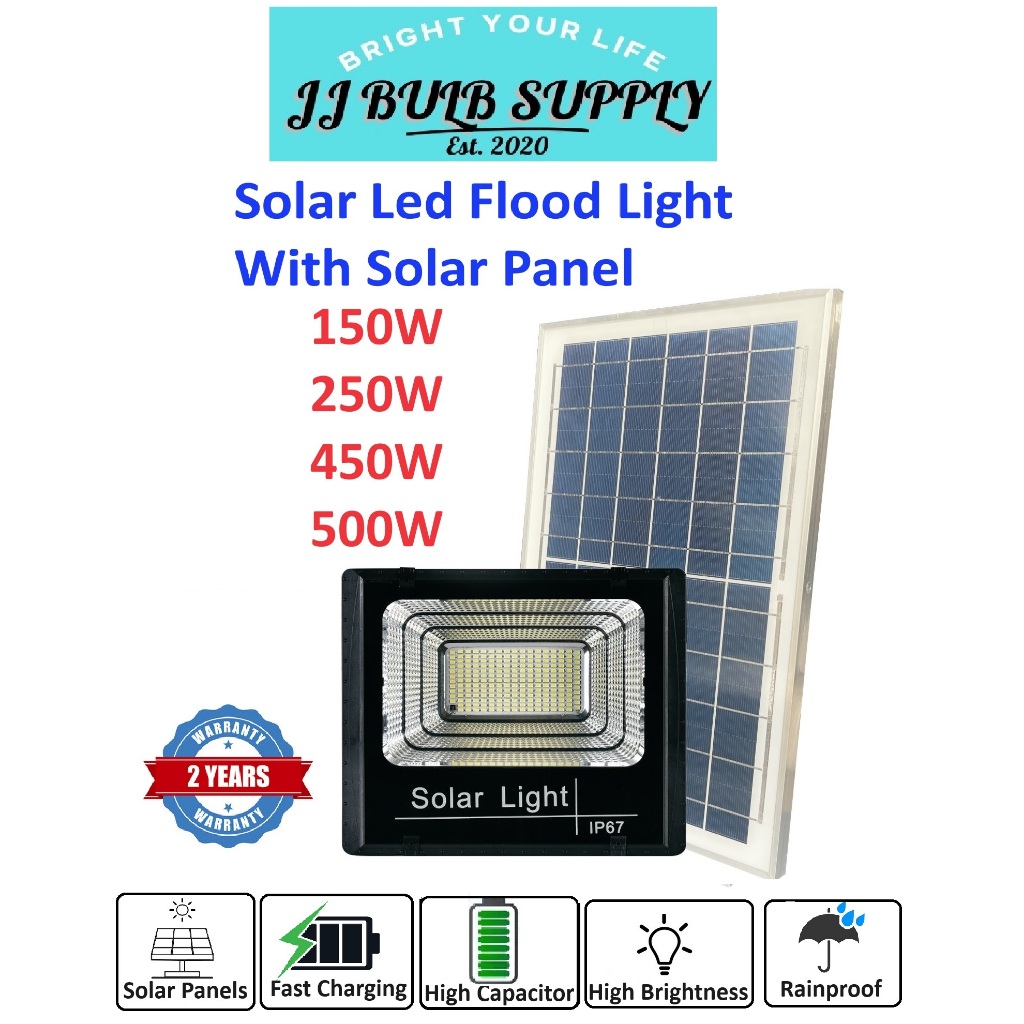 IP67 150W-500W Solar Spotlight Flood Light Bright Outdoor With Remote ...