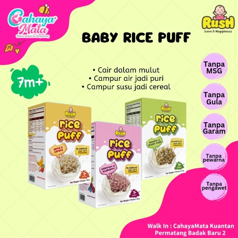 Rice Puff RUSH (7m+) Biskut Beras Baby Food Snacks (3 pack) | Shopee ...