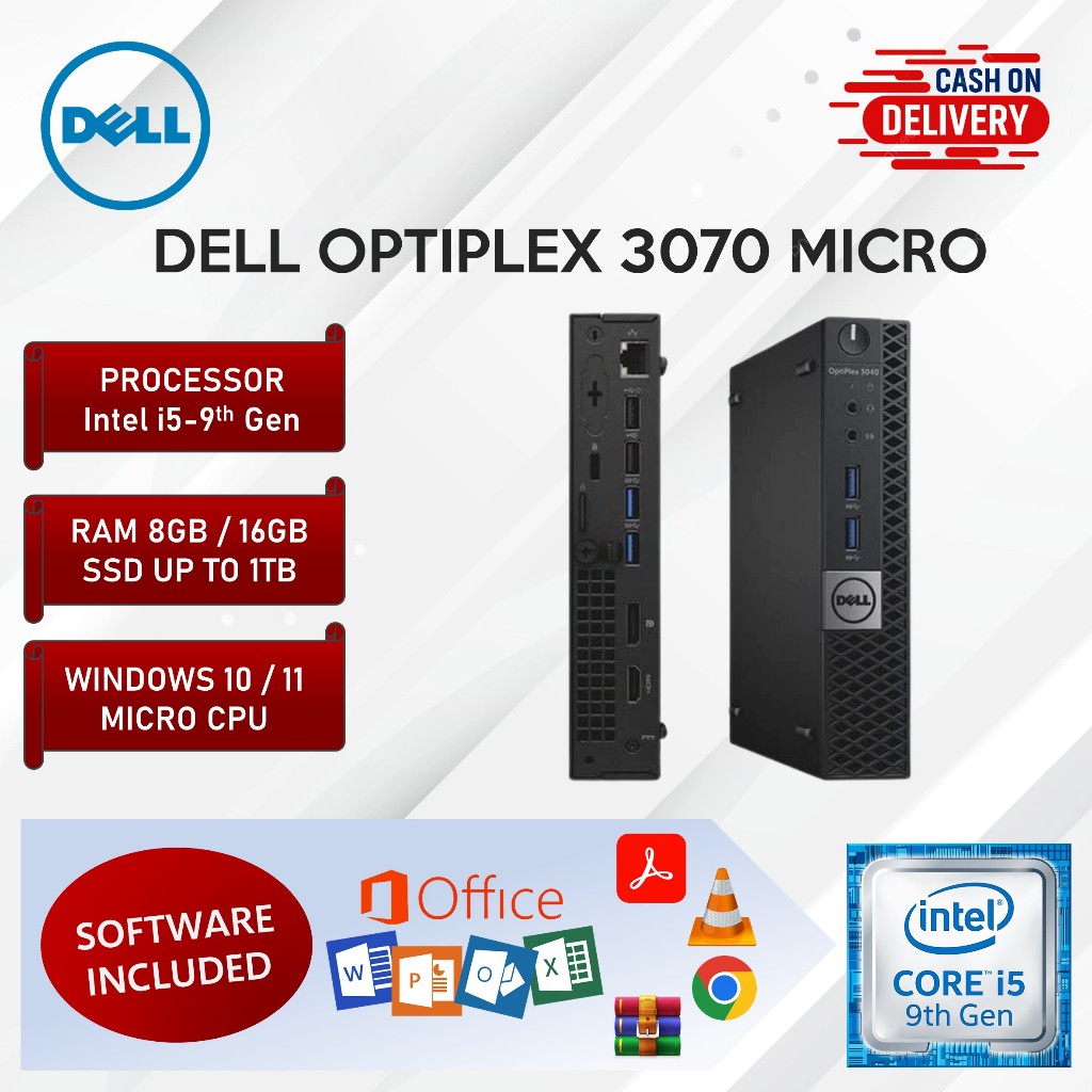 Dell Optiplex 3070 Micro PC Desktop i5 9th Gen 8GB 16GB RAM 256GB 512GB ...