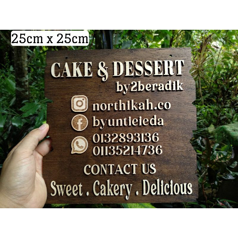 3D Custom Text Logo Sign Board Door Home Deco Wooden Kayu Plywood 25cm ...