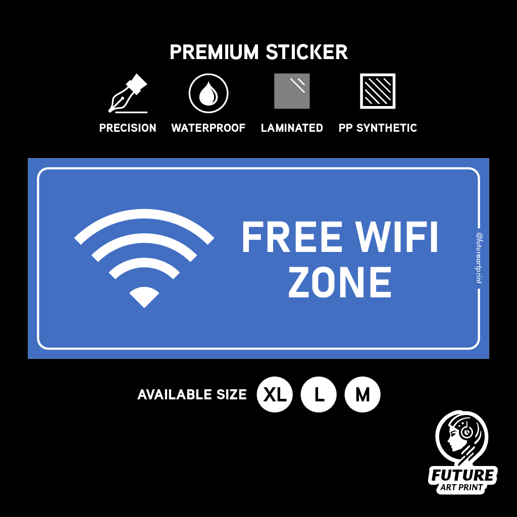 Free WIFI Zone. Premium Sticker Sign Notice Signage. Internet Access ...