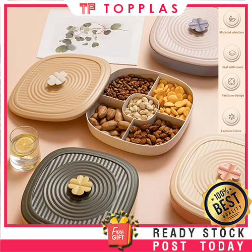 5 Compartments Food Display Storage/Bekas Kuih Raya/Dried Food Snacks ...