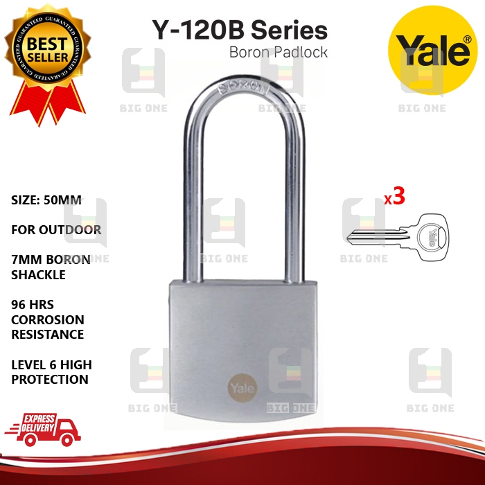 (LONG SHACKLE) YALE Y120B/50/163/1 50MM BORON STEEL HIGH SECURITY ...