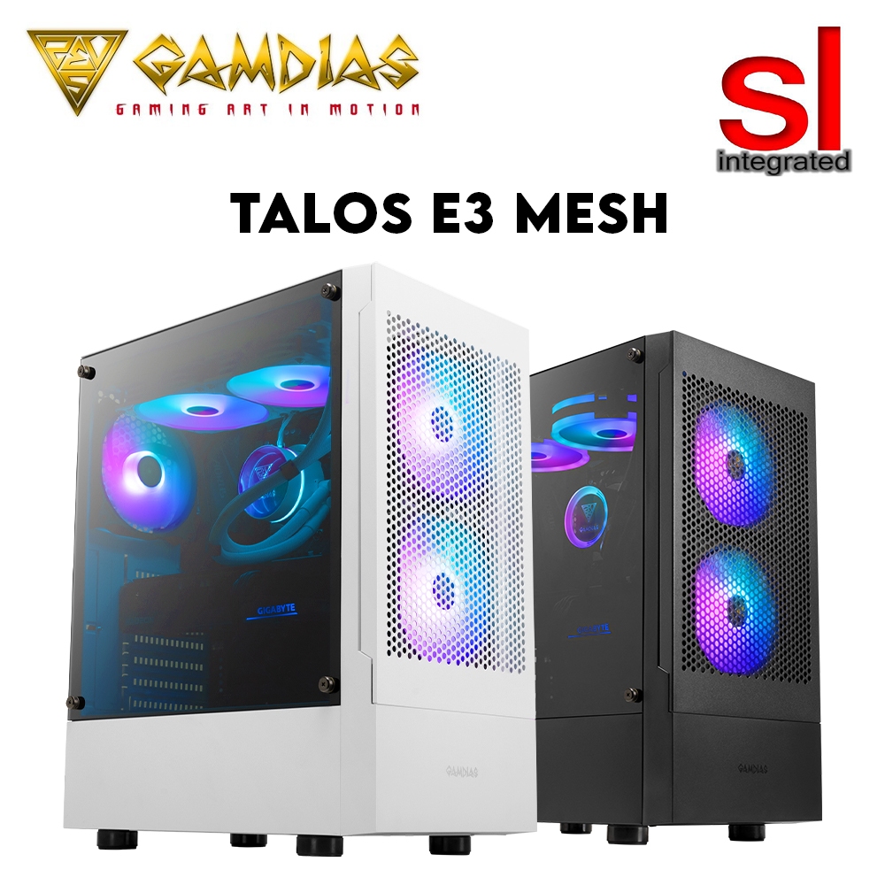 Gamdias Talos E3 Mesh Mid-Tower ATX Gaming Casing - Black/White(3 ARGB ...