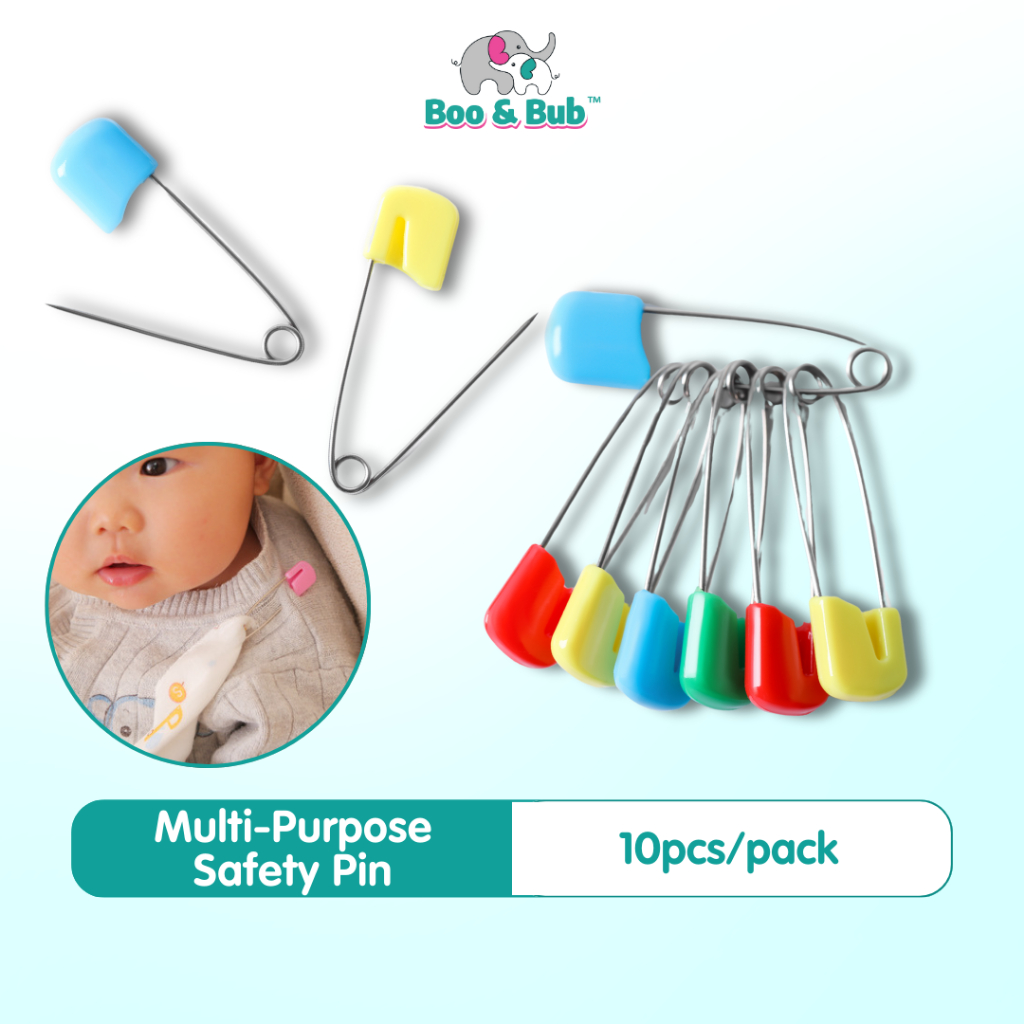 Boo&Bub 10Pcs Plastic Head Safety Pins Baby Kids Cloth Nappy Locking ...