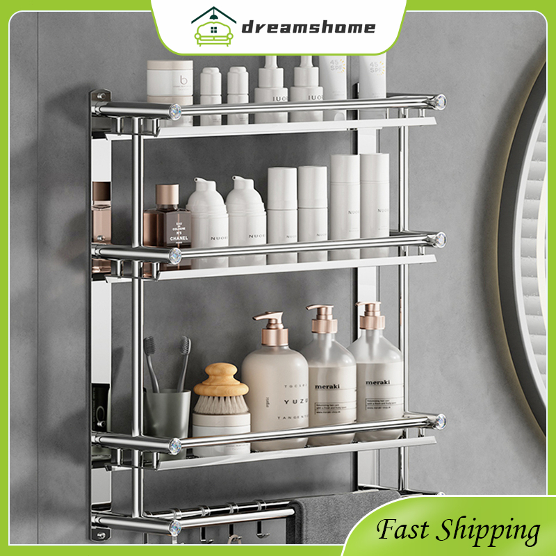 Bathroom Towel Rack Rak kamar mandi Stainless Steel Shampoo Rack Rak ...