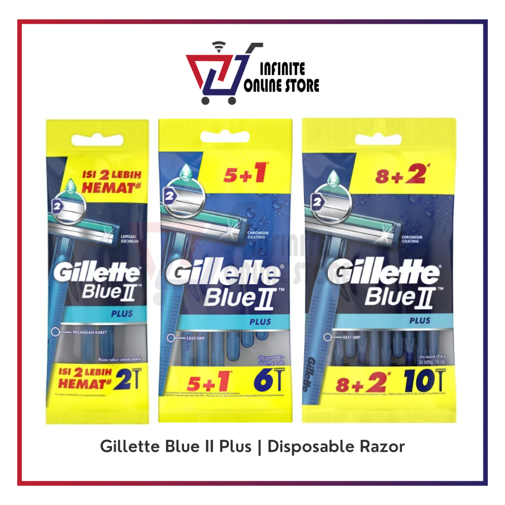GILLETTE Blue II Plus Disposable Razor (2s/ 6s / 10s) | Shopee Singapore