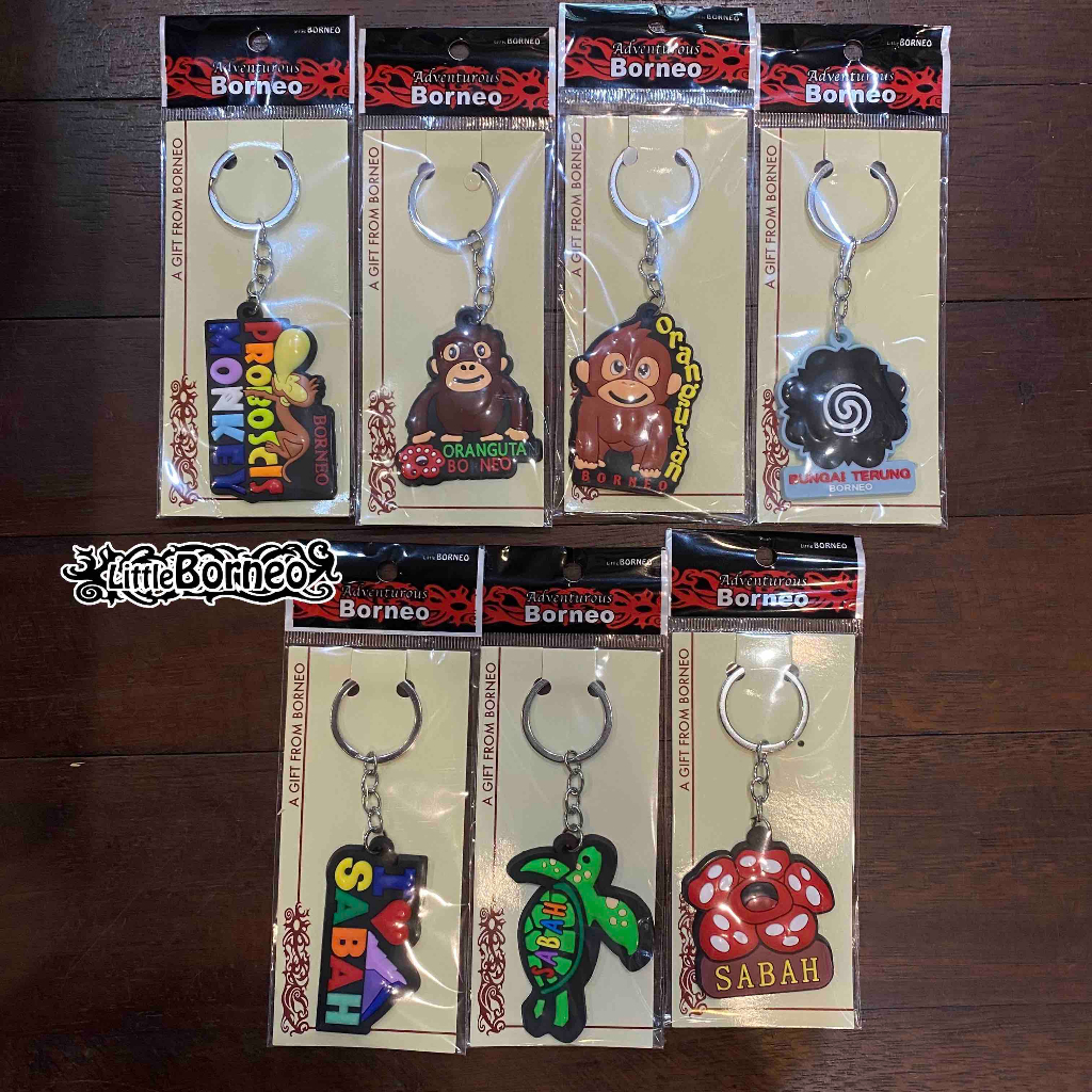 Sabah Borneo Rubber Keychain - Rafflesia Turtle Orangutan Proboscis ...