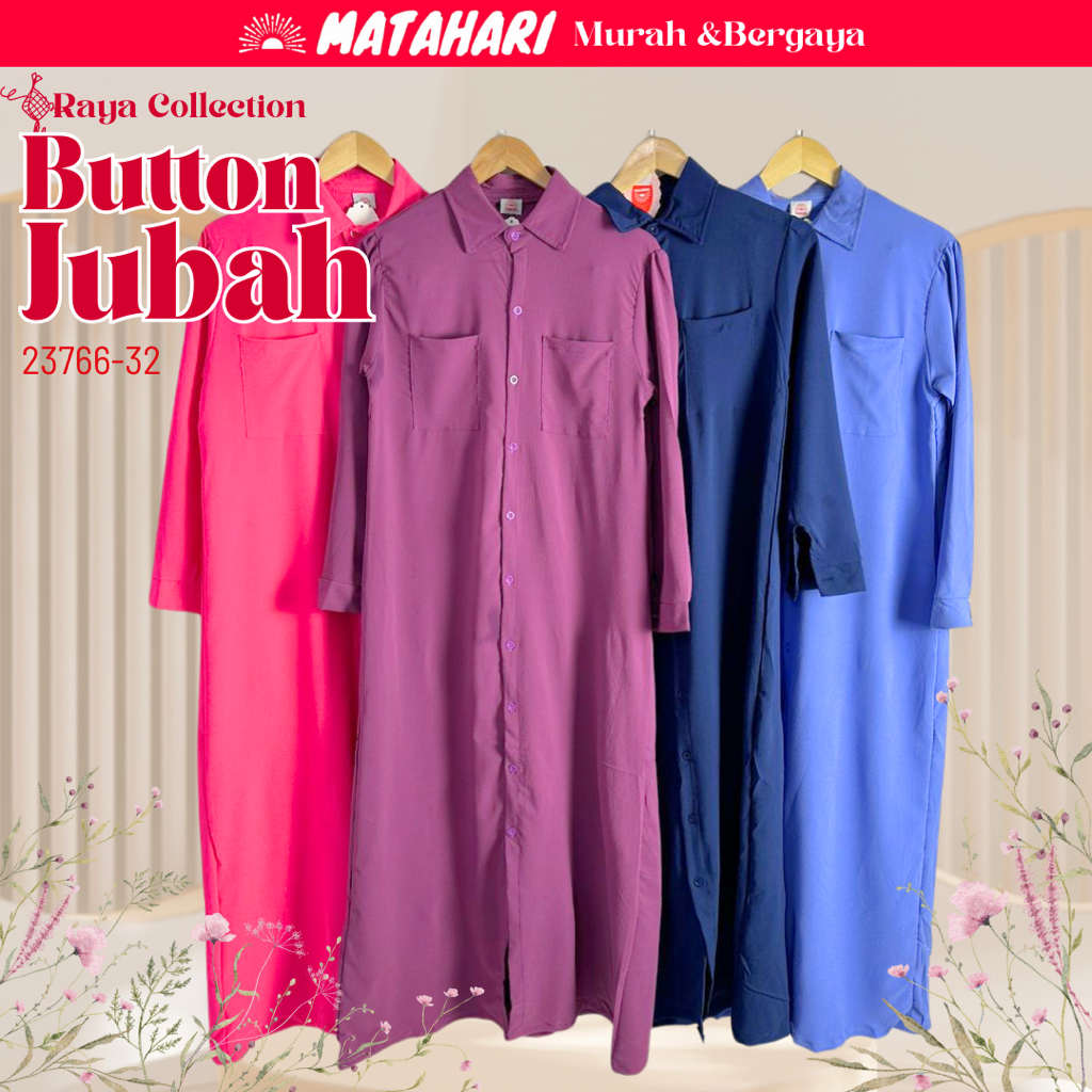 MATAHARI Jubah Robe Raya Ramadan 2024 Muslimah Women Long Dress Solid ...