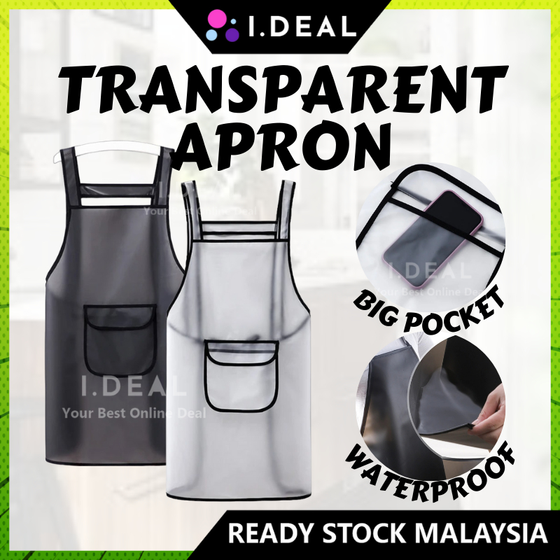 IDEAL Kitchen Waterproof Apron Transparent Women Men Aprons Wipeable ...