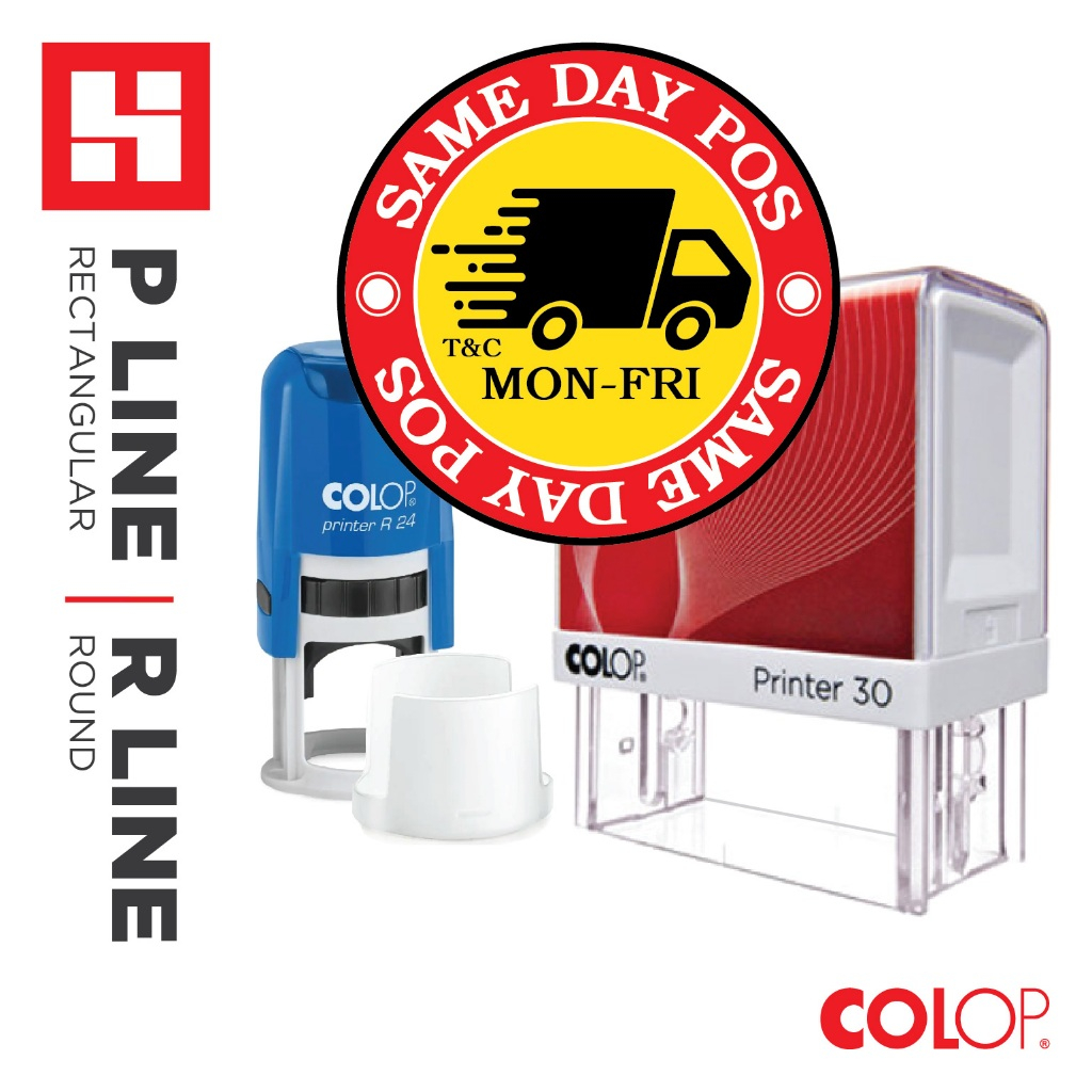SAME DAY POS * Rubber Stamp * COLOP Printer Line | Round Stamp Self-Inking Stamp P10 | P20 | P30 ...