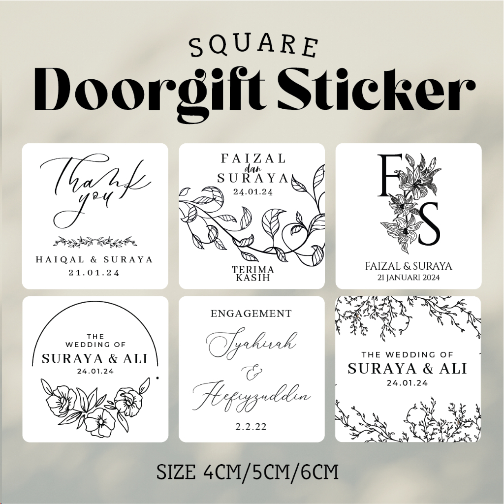 [STICKER] Minimalist Square Thank You Sticker Wedding Aqiqah Engagement ...