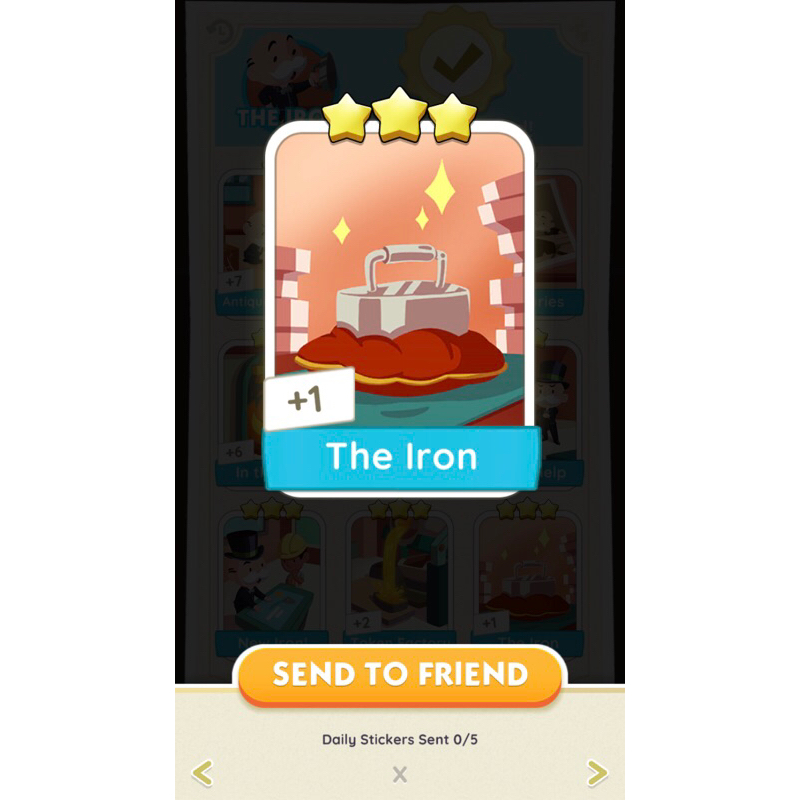 Monopoly GO 3 Stars ️ The Iron Sticker | Shopee Singapore