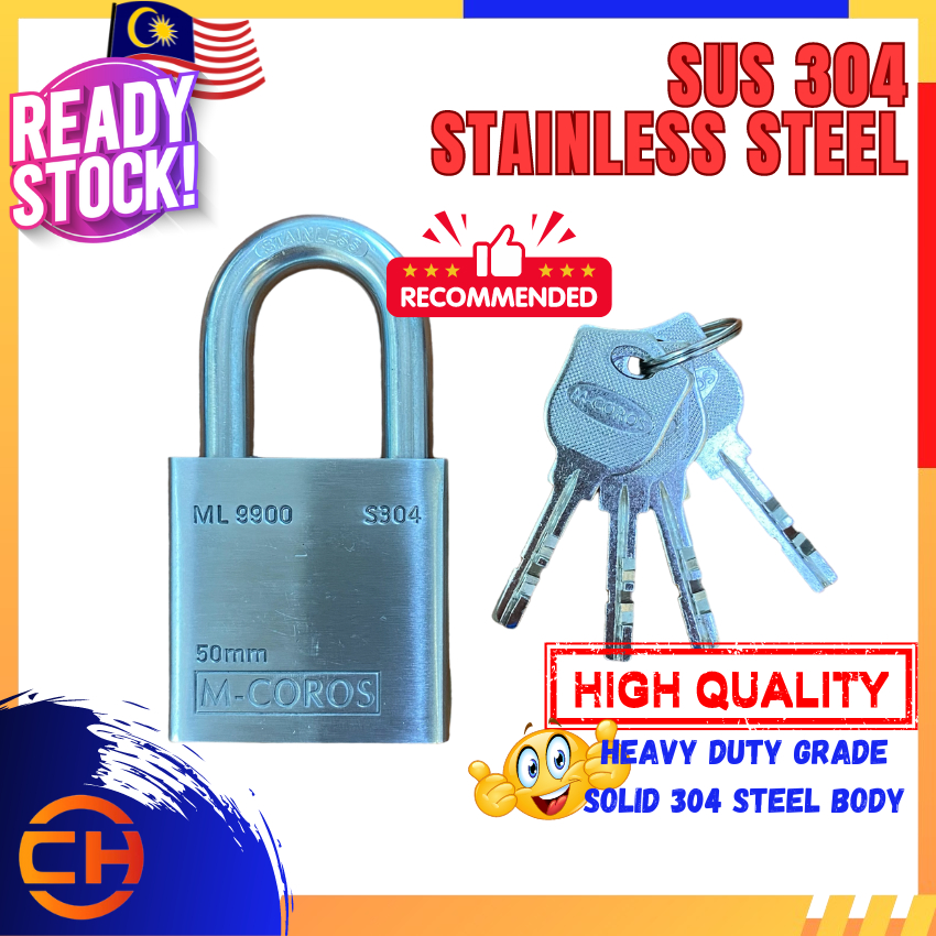 Heavy Duty Grade Solid SUS 304 Stainless Steel Padlock 50mm | Shopee ...
