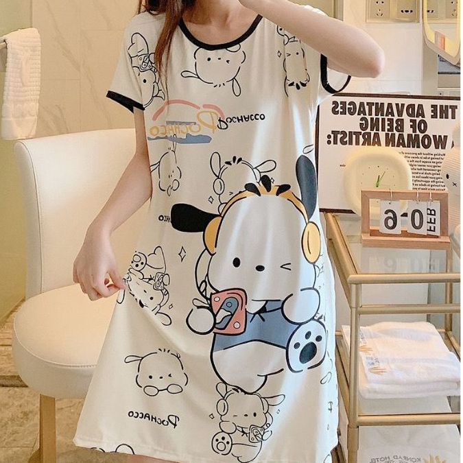 Cartoon Pyjamas Baju Tidur Rumah Comfortable Short Sleeves Round Neck ...