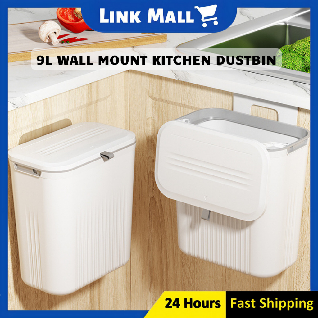 Link Kitchen Dustbin 9L Wall Mount Hanging Dustbin Tong Sampah Dapur ...