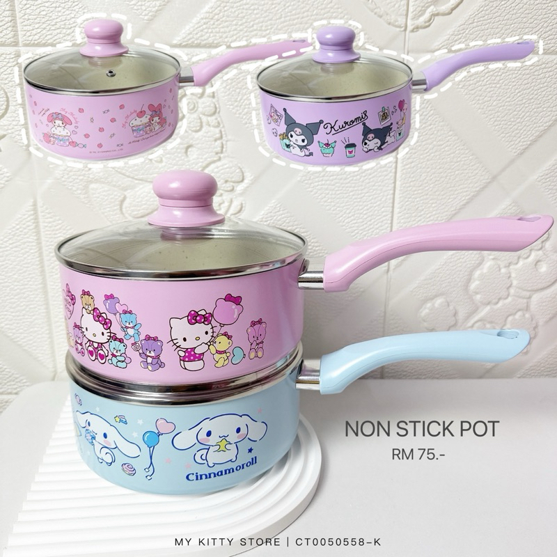 Hello Kitty My Melody Non Stick Cooking Pot Kuromi Cinnamoroll Frying ...