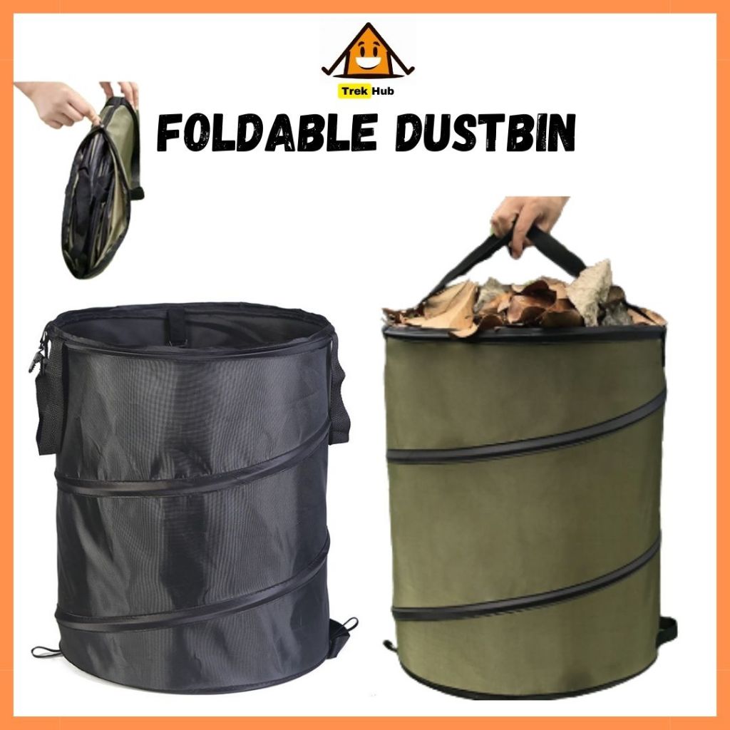 Foldable Dustbin Reusable Outdoor Trash Bin Camping Garbage Bin Tong ...