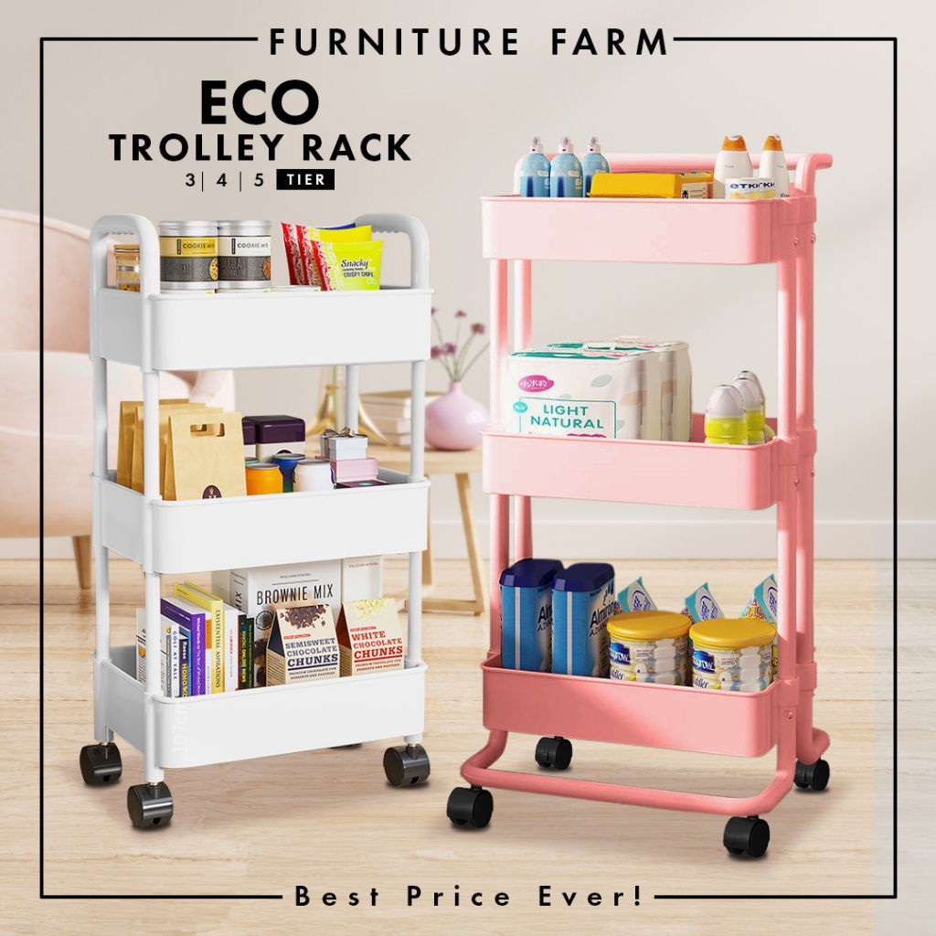 F&F: Trolley 3/4/5 Tier/ trolley rack/troli barang/troli beroda/trolley ...