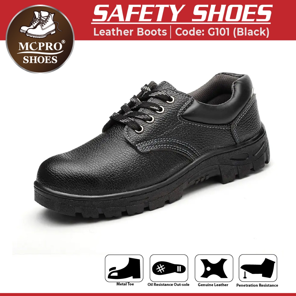 MCPRO SAFETY SHOES Low Cut Leather Boots Anti-smashing Anti-Piercing ...