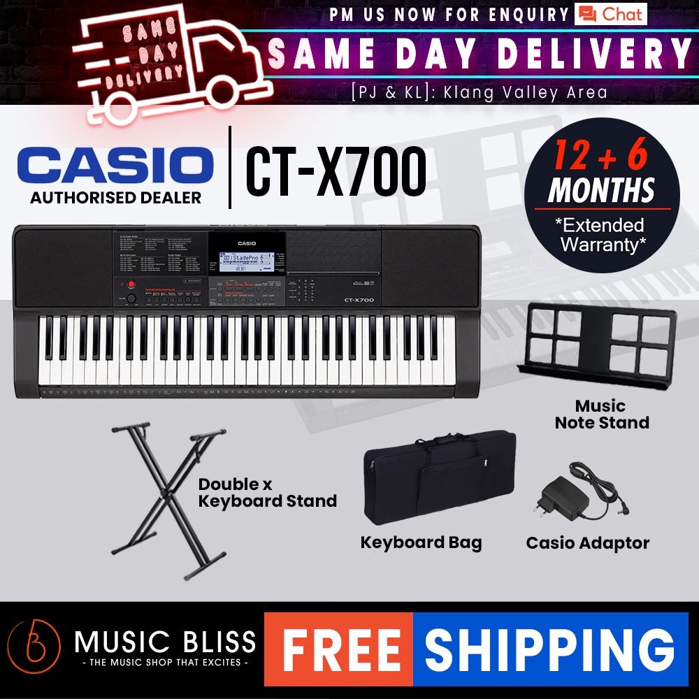 Casio CT-X700 61-Keys Portable Keyboard with FREE Keyboard Stand and ...