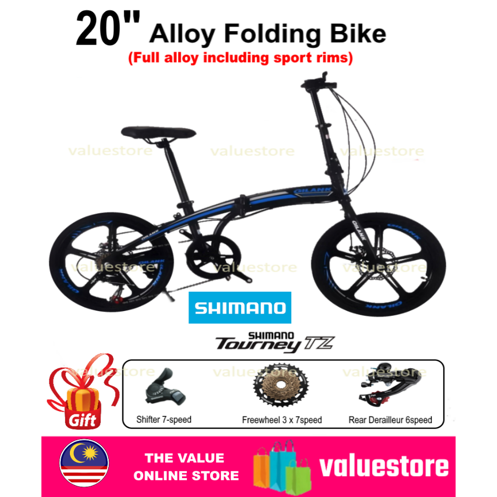 Shimano Gear 20 Inch Folding Bike 7 Speed Alloy Frame Basikal Lipat ...