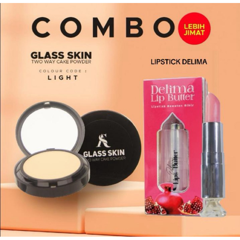 DHERBS Combo Lipstick Delima Lip Butter Dan Glass Skin Two Way Cake ...