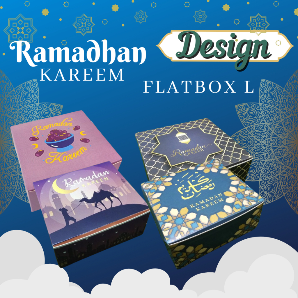RAMADAN MUBARAK 50pcs / FLAT BOX SAIZ L , Food Packaging, Kotak Kurma ...