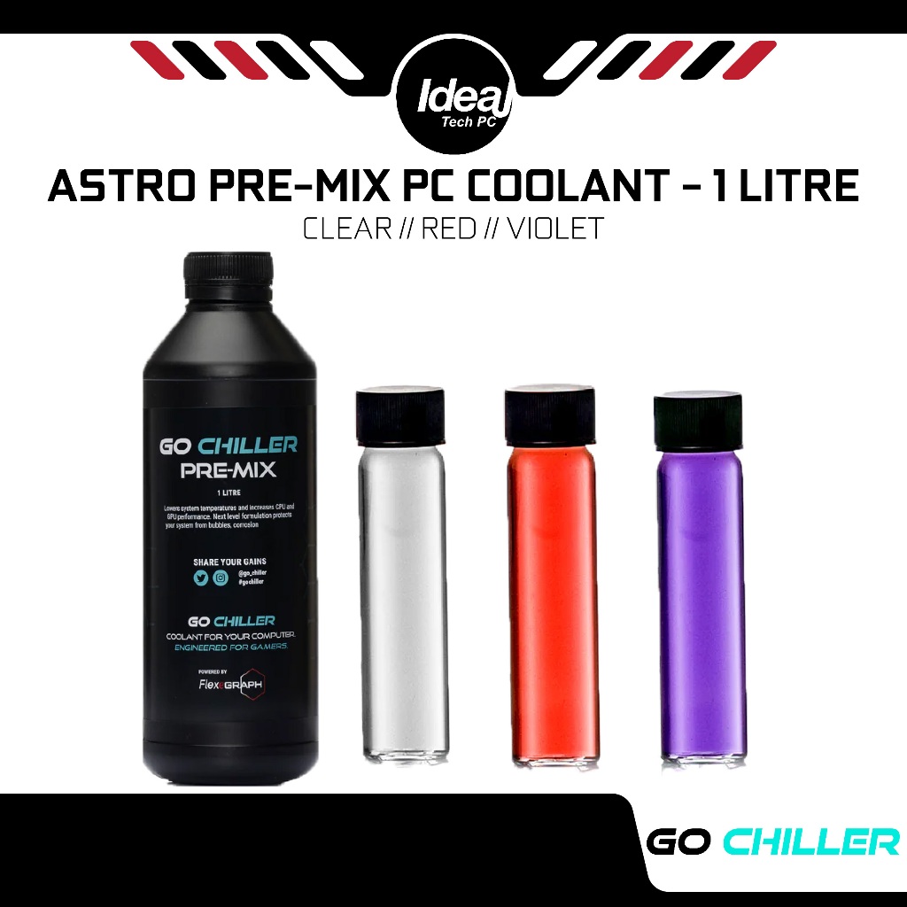 GO CHILLER ASTRO PRE-MIX PC COOLANT - 1 LITRE | Clear / Red / Violet ...