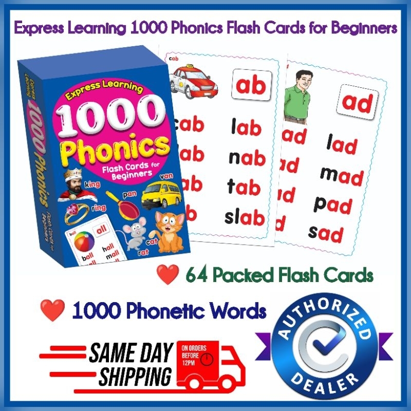 Express Learning 1000 Phonics Flash Cards For Beginners | Flash Card ...