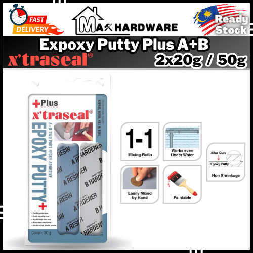 X'Traseal ( 2 x 20g/50g ) Epoxy Putty Plus A+B ( Repair paip bocor / Tampar bocor) Xtraseal ...