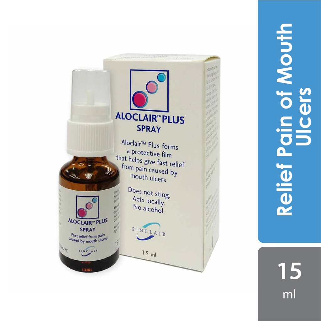 Aloclair PLUS SPRAY SICK PAIN / MOUTH ULCER / SURE TEETH / Swollen gums ...