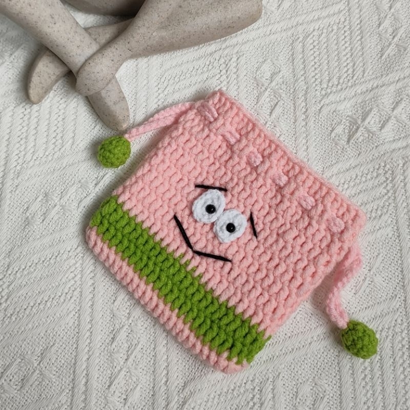Patrick Crochet Drawstring Pouch / Earphone Bag / Coin Purse 派大星束口包 ...
