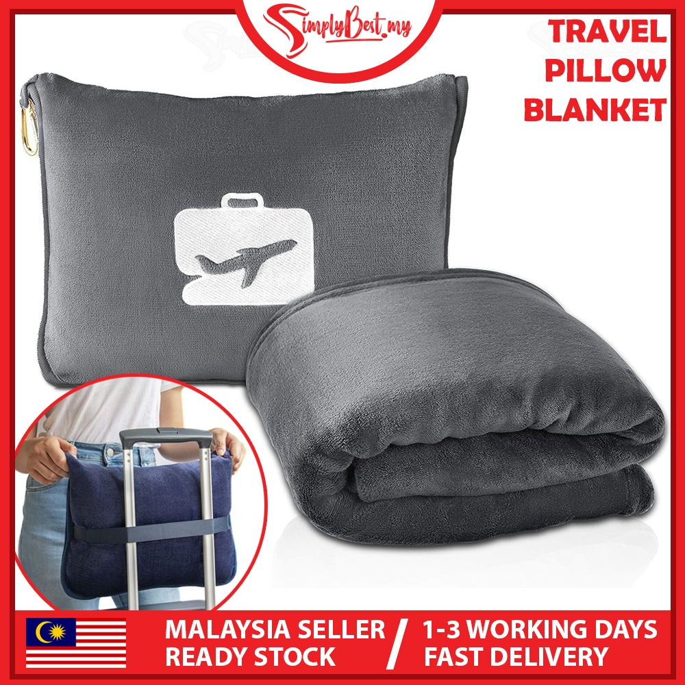 SIMPLYBEST 4 in 1 Travel Blanket and Pillow Soft Bag Pillowcase Hand ...