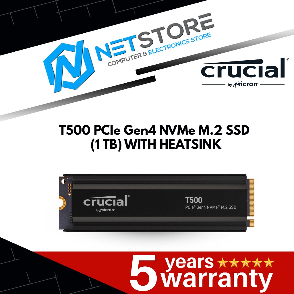 CRUCIAL T500 1TB PCIe Gen4 NVMe M.2 SSD WITH HEATSINK - CT1000T500SSD5 | Shopee Singapore