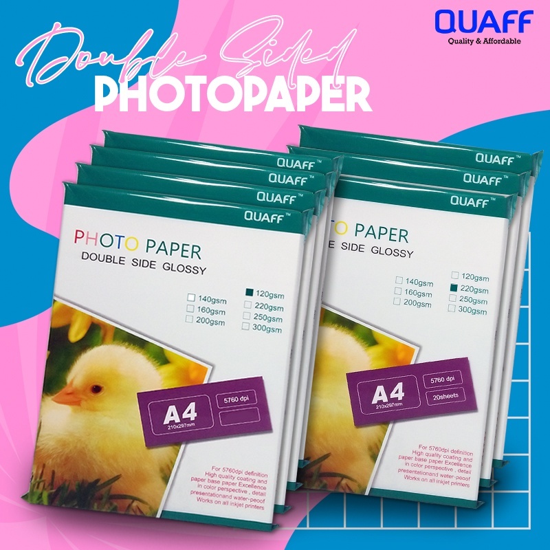 QUAFF Double Sided Photo Paper for Inkjet Printer A4 Size - 50 sheets ...