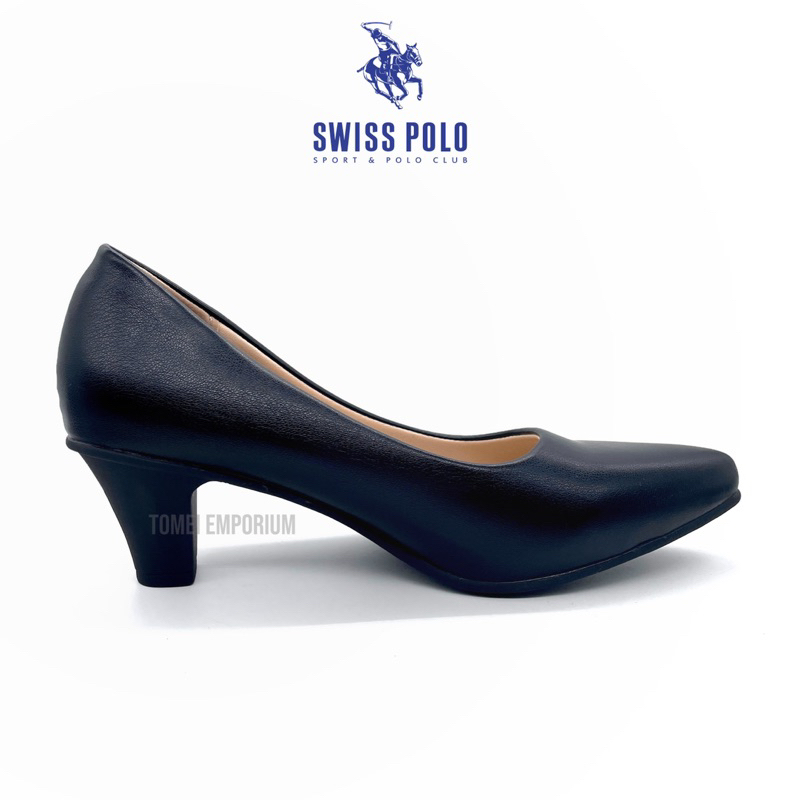 Swiss Polo Women’s Comfortable Heel Pump Pointed Toe Black Heels Formal ...