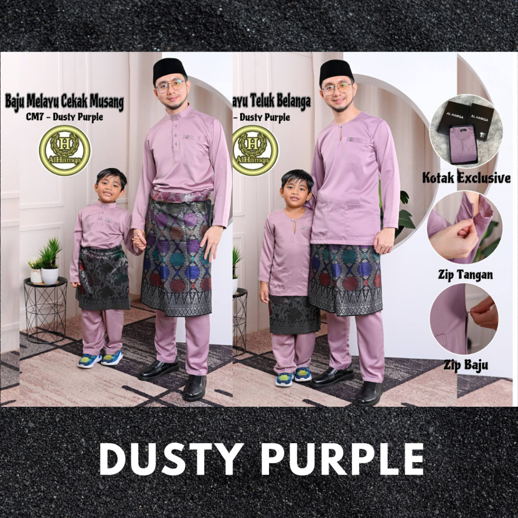 Dusty PURPLE Malay shirt - fox choke and johor bay- AL-HAMQA Malay shirt - charm | Shopee Singapore