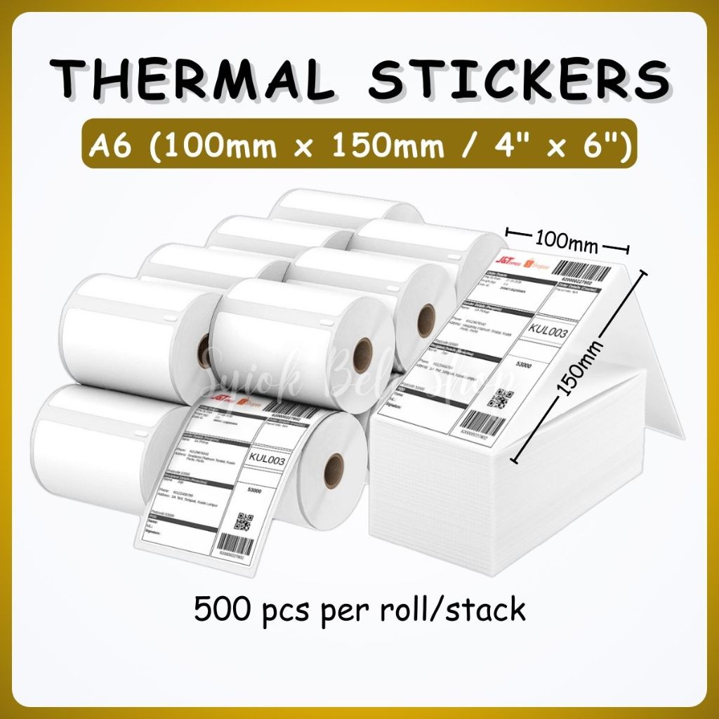 A6 Thermal Label Waybill Sticker Roll / Stack Fold Type (100mm x 150mm ...